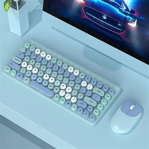Innotechsc Wireless Keyboard And Mouse Combo 104 Keys Full Sized 2 4 Ghz Round Keycap Colorful