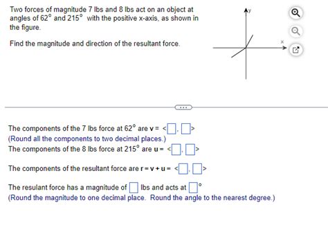 Solved Two Forces Of Magnitude Lbs And Lbs Act On An Chegg Com