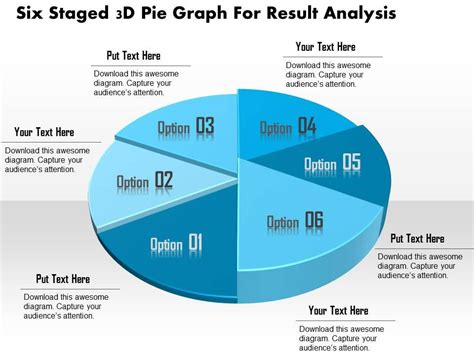 1114 Six Staged 3d Pie Graph For Result Analysis Powerpoint Template
