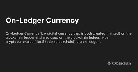 On Ledger Currency Obsidian Publish