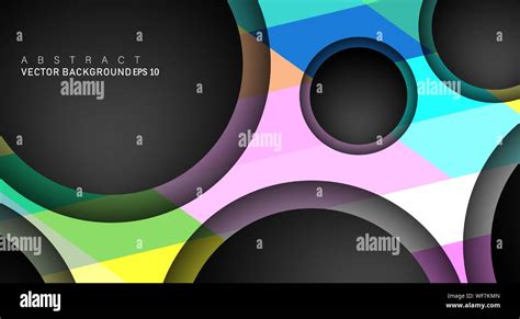 Colorful Geometric Vector Backgrounds That Overlap Layers On Black Space Circle For Text And