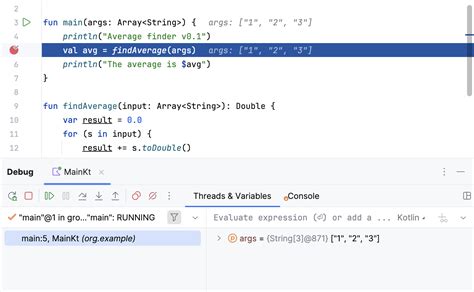tutorial debug your first kotlin application intellij idea documentation