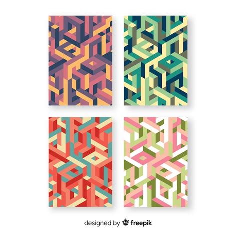 아이소 메트릭 스타일 브로셔 모음 무료 벡터