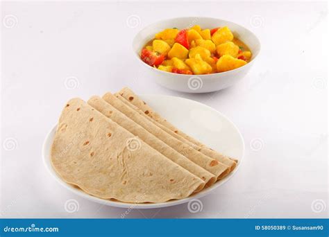 Chapati With Vegetable Curry Stock Image Image Of Bread Baked 58050389