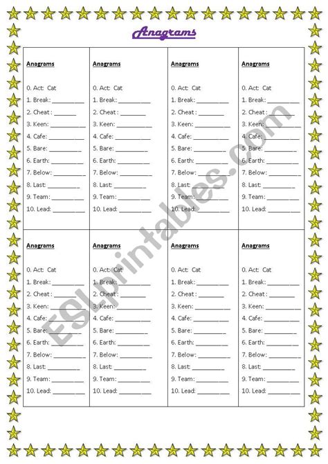 Anagrams Esl Worksheet By Omega