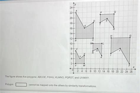 Solved The Figure Shows Five Polygons Abcde Fghij Klmno Polygon Cannot Be Mapped Onto The