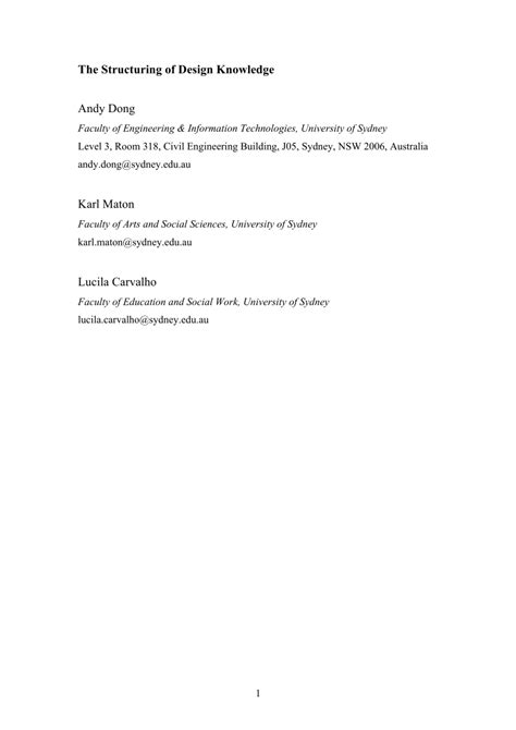 Pdf The Structuring Of Design Knowledge