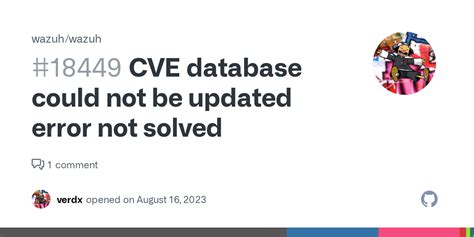 cve database could not be updated error not solved · issue 18449