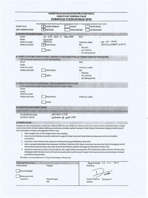 Formulir Efin Pdf