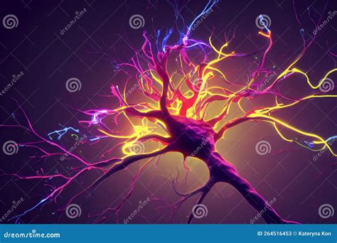 Neurons Brain Cells Neural Network Concept Generative Ai Illustration Stock Illustration
