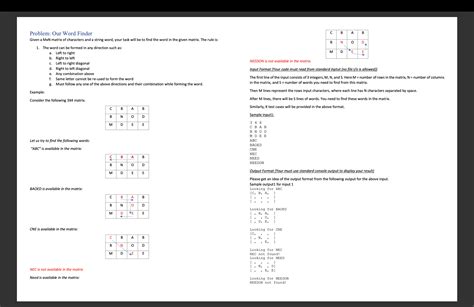 Solved Problem Our Word Finder Given A Mxn Matrix Of