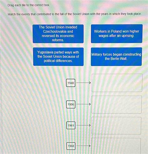 Solved Drag Each Tile To The Correct Box Match The Events That Contributed To The Fall Of The