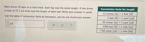 Solved Mary Drove 16 Laps On A Race Track Each Lap Was The