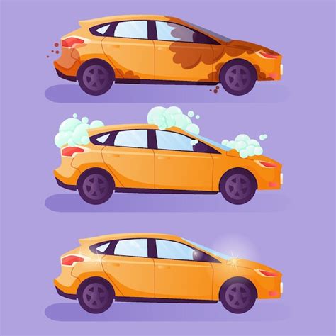 플랫 세차 서비스 개념 그림 무료 벡터