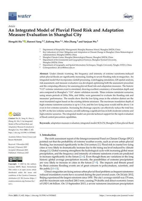 Pdf An Integrated Model Of Pluvial Flood Risk And Adaptation Measure