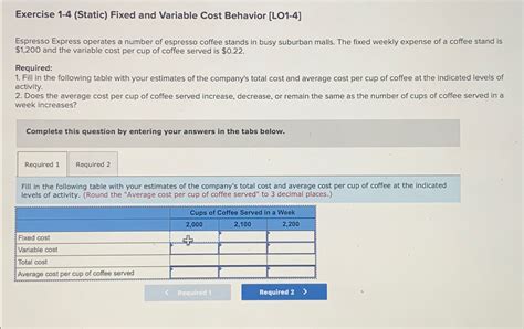 Solved Exercise Static Fixed And Variable Cost Chegg Com