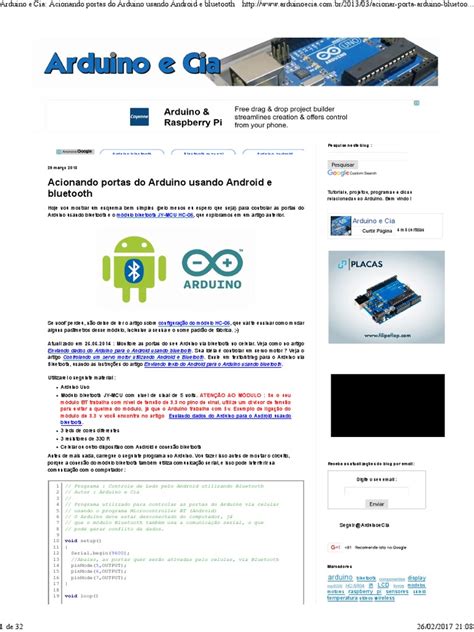 Controlando Portas Do Arduino Usando Um Aplicativo Android Via Bluetooth Pdf Arduino Bluetooth
