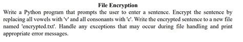 Solved File Encryption Write A Python Program That Prompts
