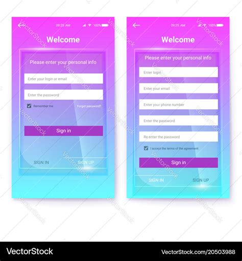 Ui Design Account Register Or Authorization Vector Image