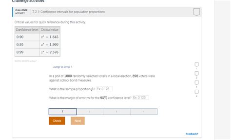 solved challenge activity 7 2 1 confidence intervals for