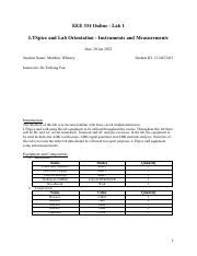 EEE334 Lab1 Report MW1214672433 Pdf EEE 334 Online Lab 1 LTSpice