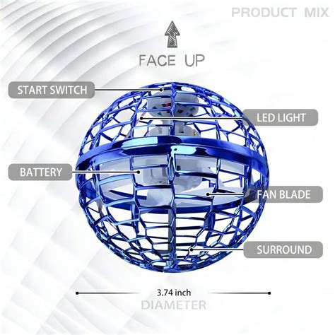 1pc Luminous Gyro Flying Black Tech Toy Magic Flying Ball Whirl Levitating Ball Ball Flying