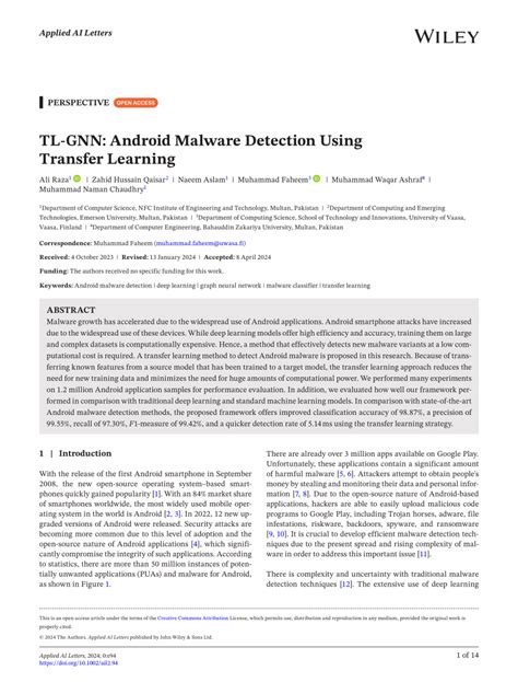 Pdf Tl‐gnn Android Malware Detection Using Transfer Learning