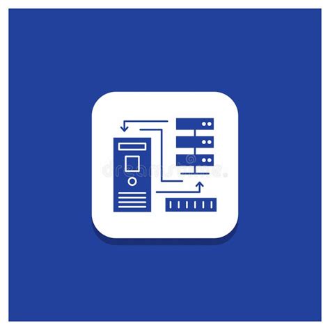 Blue Round Button For Combination Data Database Electronic