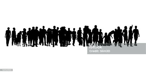 흰색 배경에 고립 된 다른 포즈에 서있는 사람들의 군중의 실루엣으로 설정합니다 벡터 일러스트레이션 실루엣에 대한 스톡 벡터 아트 및 기타 이미지 Istock