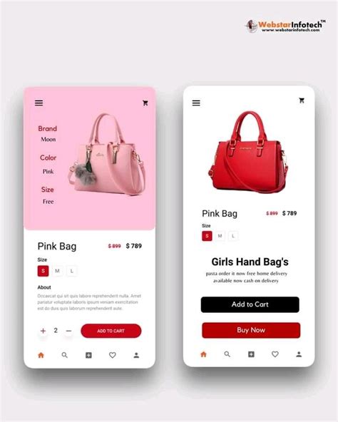 Ui Design Inspiration Pink Bag And Red Handbag Screens