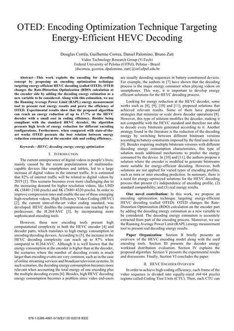 pdf oted encoding optimization technique targeting energy efficient