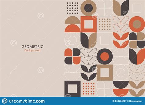 Abstract Flat Geometric Background Template Design With The Simple Shape Of Circles Squares
