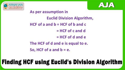 Mathematics Finding Hcf Using Euclids Division Algorithm Youtube