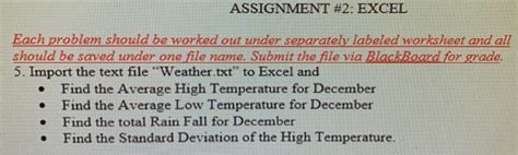 Solved Assignment 2 Excel Each Problem Should Be Worked