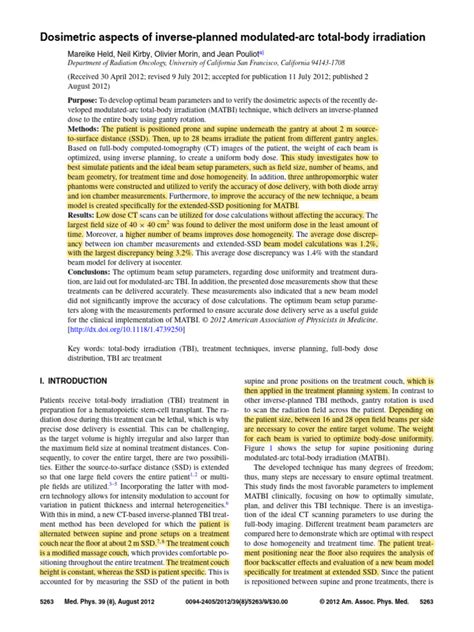 2012 Dosimetric Aspects Of Inverse Planned Modulated Arc Total Body Irradiation Held2012 Pdf