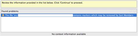Java Eclipse Warning Contains Markers Which May Be Removed By Sort Members Markers
