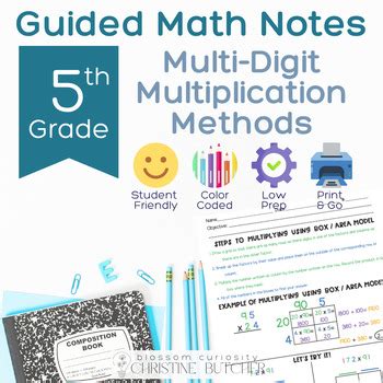 Multiplying Multi Digit Numbers Guided Math Notes TPT