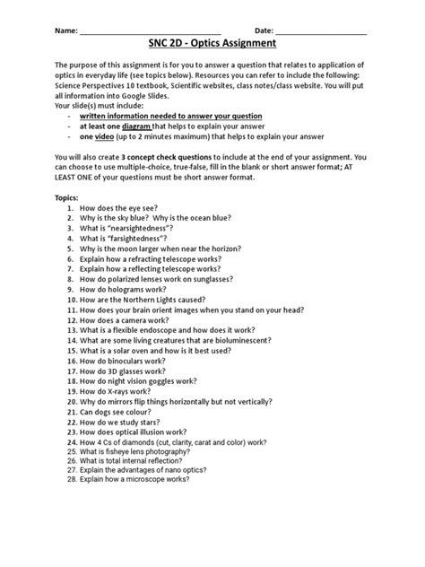 optics assignment pdf optics telescope