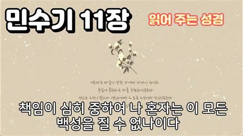 민수기 11장 성경읽어주는 성경듣기 66권 Youtube