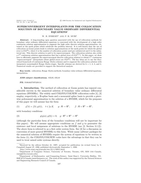 Pdf Superconvergent Interpolants For The Collocation Solution Of