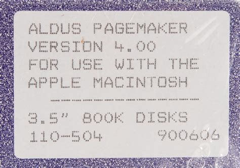 Aldus Pagemaker Software Version 4 00 For Apple Macintosh Sealed