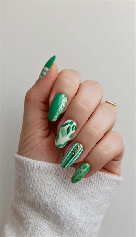 13 Refreshing Green Nail Art Ideas Thatll Liven Up Your Manicure Polish And Patterns