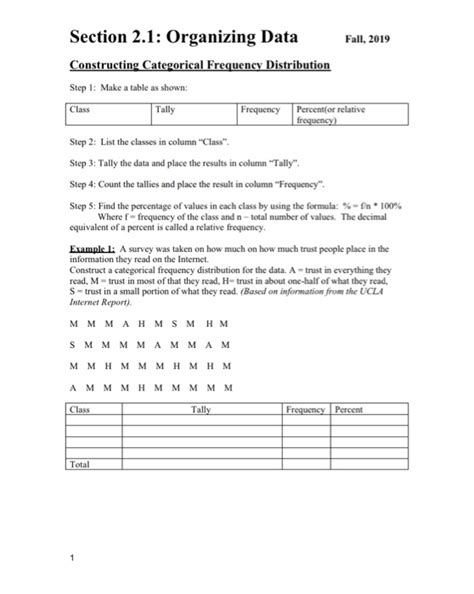 Solved Section 21 Organizing Data Fall 2019 Constructing