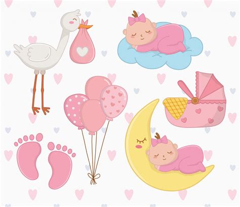 Chá De Bebê De Uma Menina Vetor Premium