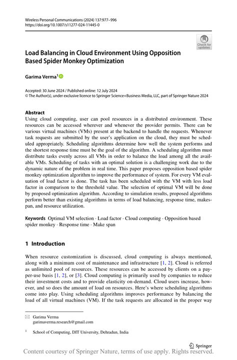 Load Balancing In Cloud Environment Using Opposition Based Spider Monkey Optimization