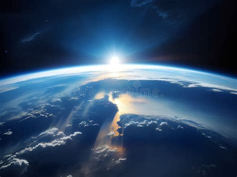 Blue Serenity A Breathtaking Sunrise View From The Cosmos Stock Illustration Illustration Of