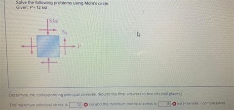 Solved Solve The Following Problems Using Mohr S Circle Chegg Com