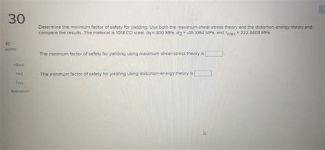 Solved Determine The Minimum Factor Of Safety For Yielding