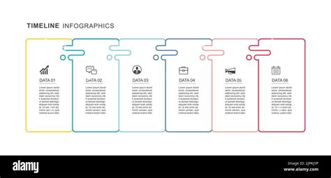 6 Data Infographics Tab Thin Line Index Template Vector Illustration Abstract Background Stock