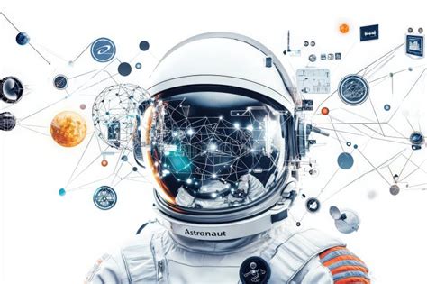 Astronaut In A Futuristic Setting With Interconnected Technology And
